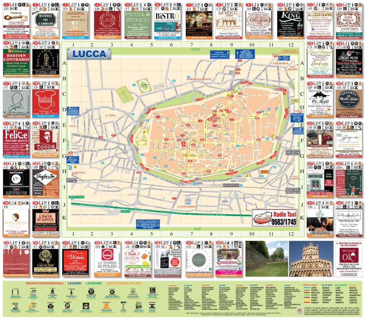 Cartina Lucca con moduli - La Via dei Ristoranti