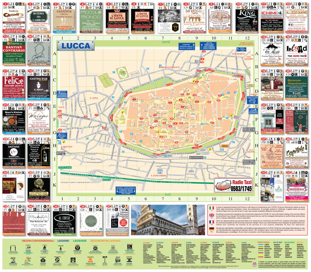 Cartina Lucca con moduli - La Via dei Ristoranti