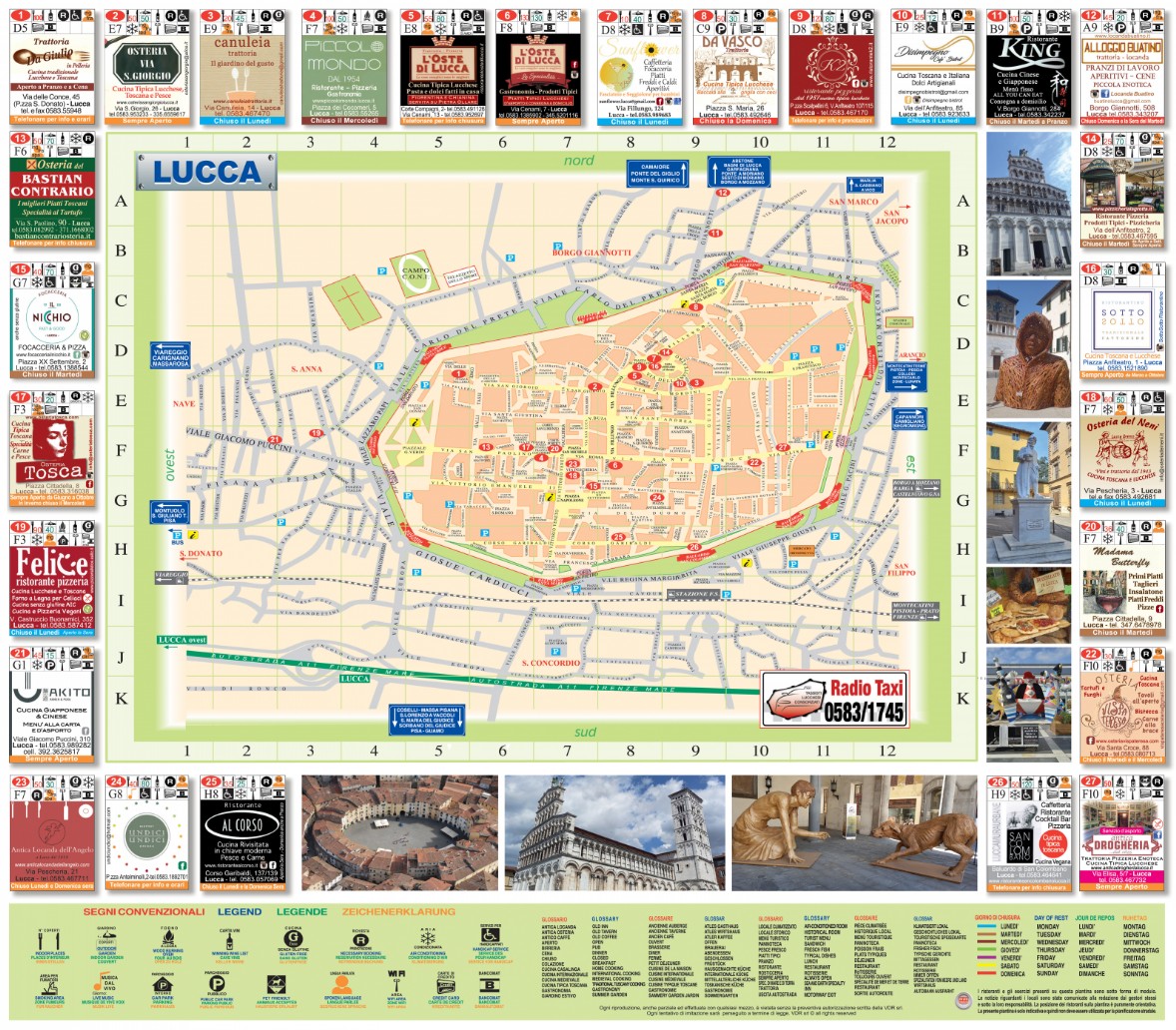 Cartina Lucca con moduli - La Via dei Ristoranti